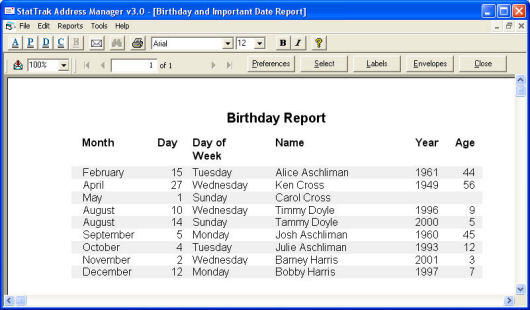 StatTrak Address Manager Screens