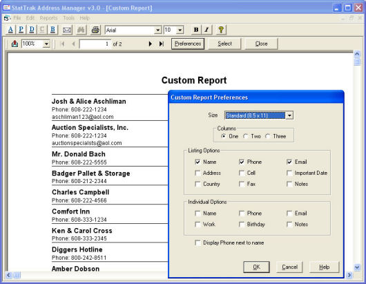 StatTrak Address Manager Screens