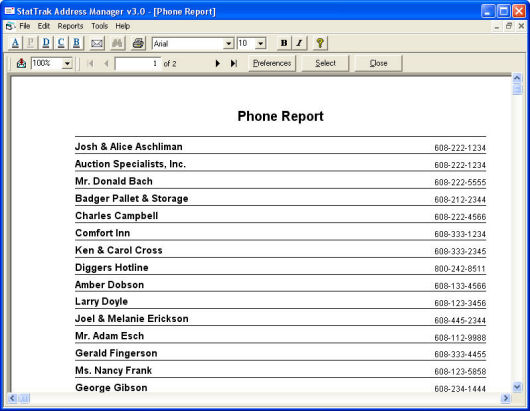 StatTrak Address Manager Screens