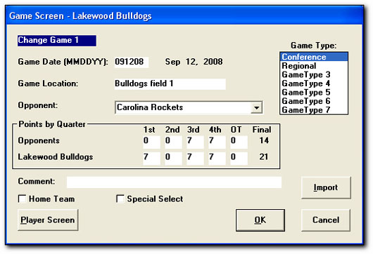 StatTrak for Football Screen Images