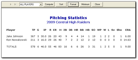 StatTrak for Baseball Screen Images